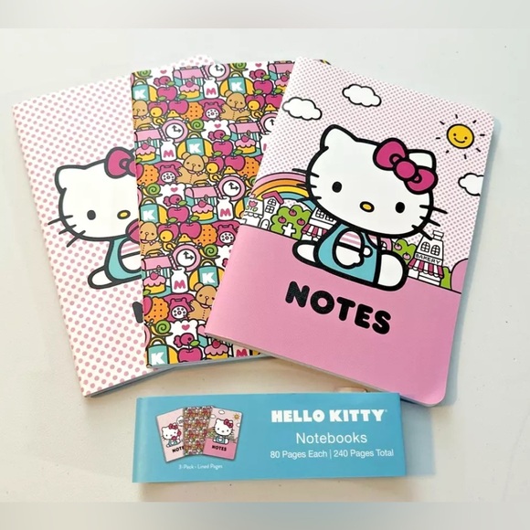 Hello Kitty | Office | Nwt Hello Kitty Three 3 Pack Notebooks Notes 8 ...